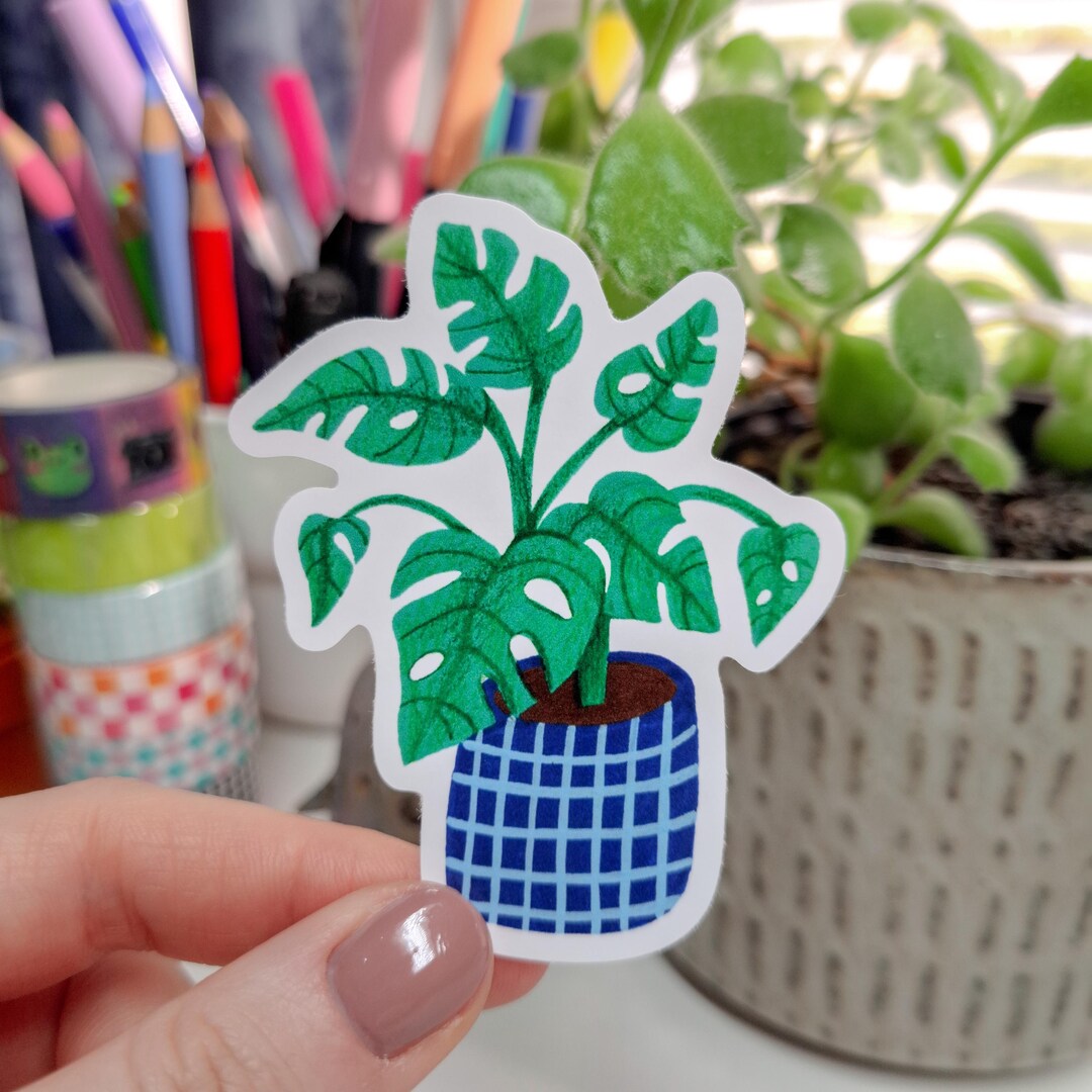 Monstera Sticker | Monstera Plant Vinyl Sticker, Cute Plant Sticker ...