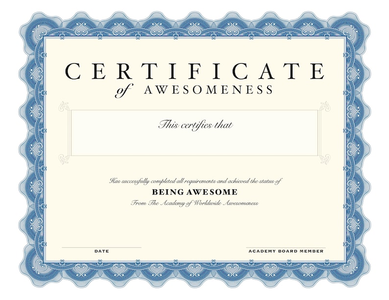 Editable, Printable, Certificates, Certificate of Awesomeness, Instant ...
