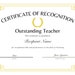 Printable, Outstanding Teacher Certifcate, Certificate of Achievement ...