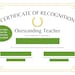 Printable, Outstanding Teacher Certifcate, Certificate of Achievement ...