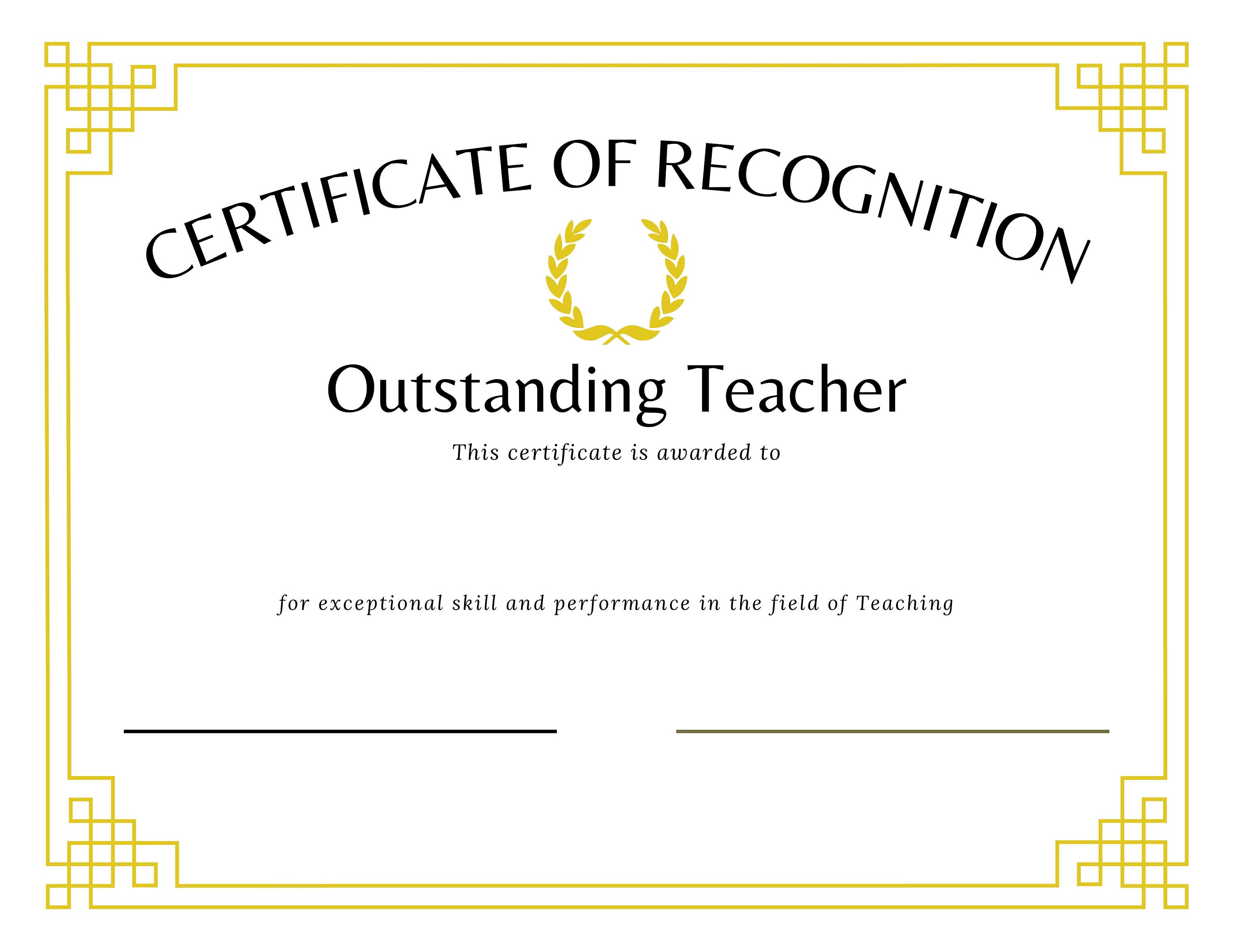 Printable, Outstanding Teacher Certifcate, Certificate of Achievement ...