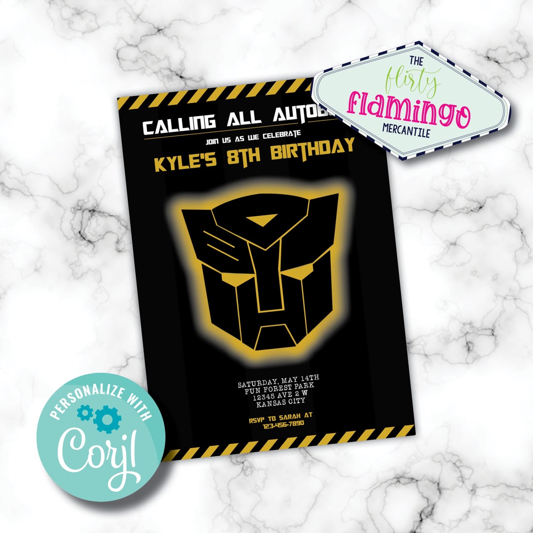 Invitación de cumpleaños de Transformers, invitación de cumpleaños de ...