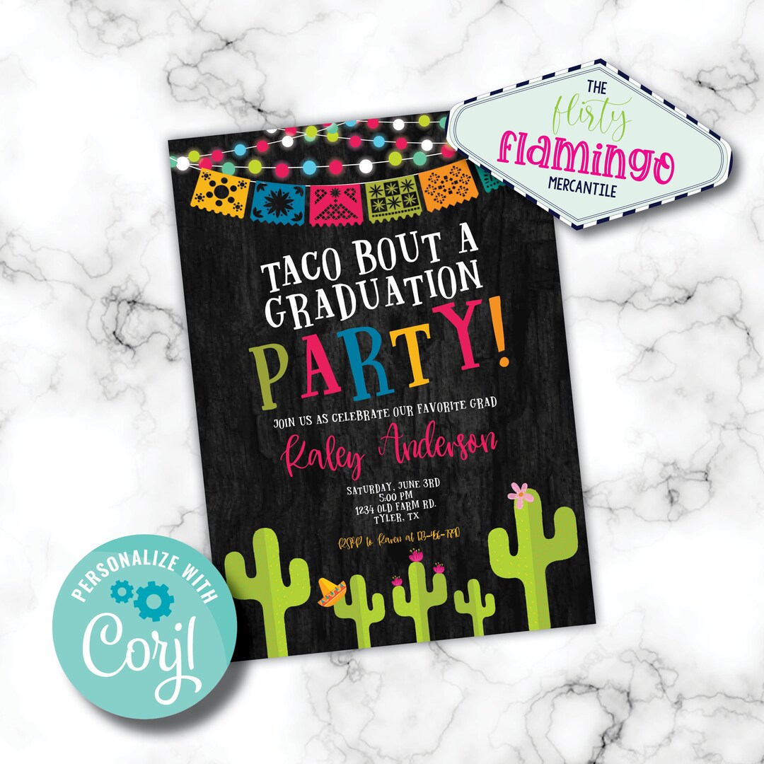 Graduation Party Invitation, Fiesta Graduation Party Invitation, Taco ...