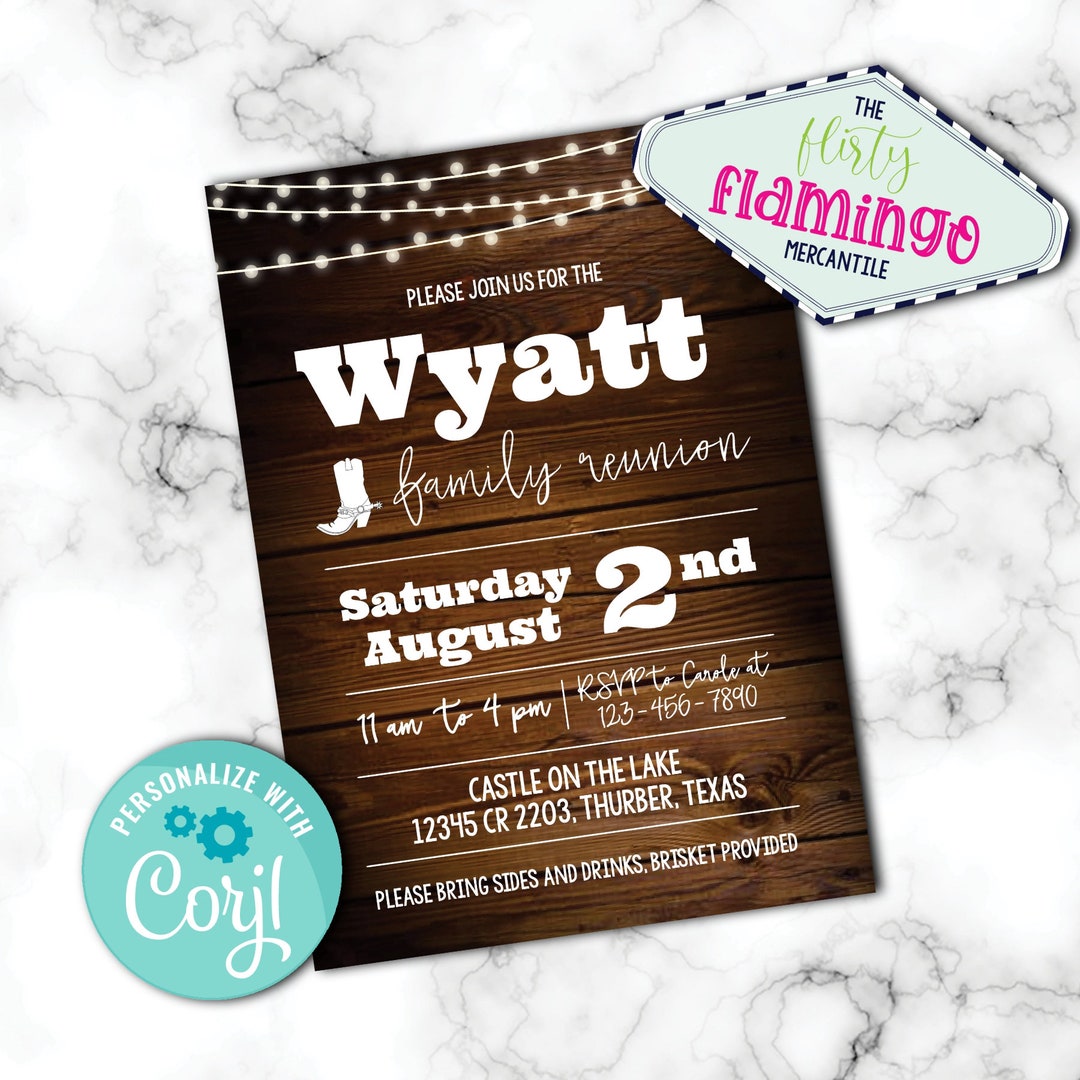 Family Reunion Invitation, Rustic Family Reunion Invitation, Family ...