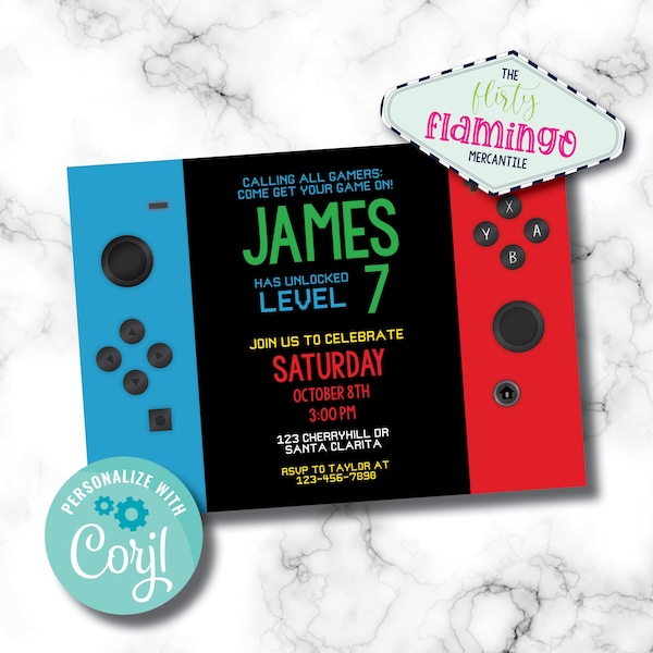 Nintendo Switch Invitation - Etsy