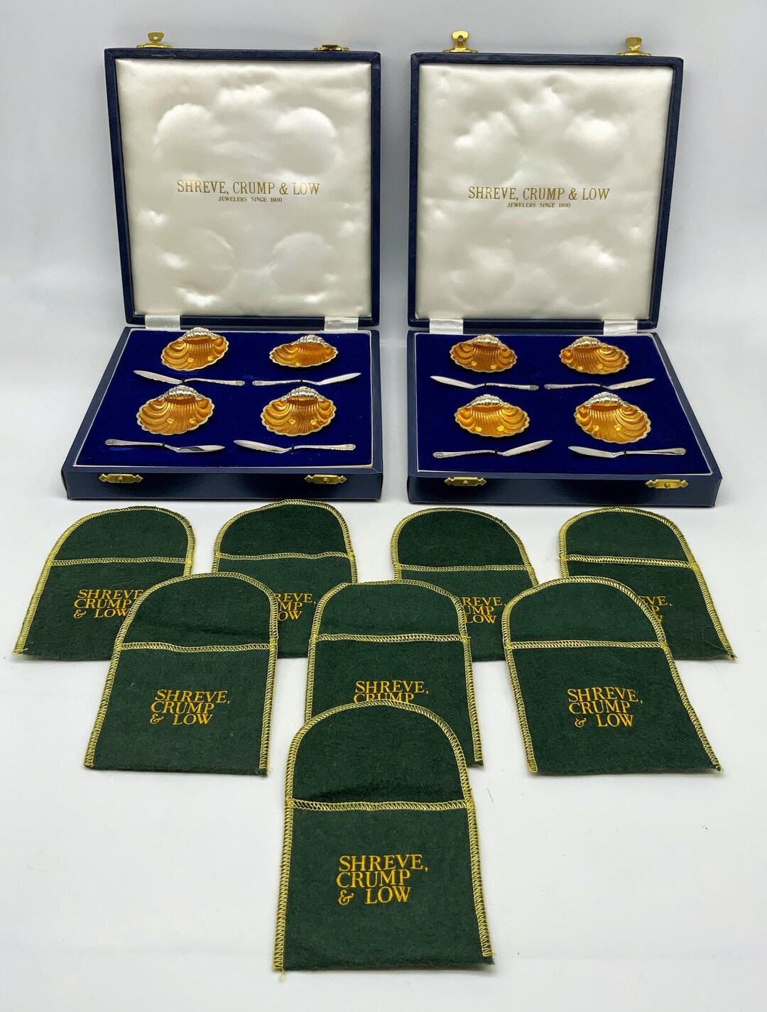 12 Vintage Silver Plate Shreve Crump & Low Sea Shell Scallop Butter ...