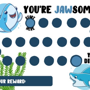 Printable Shark Reward Chart, Sticker Chart, Behavior Chart, Instant ...