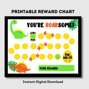 Printable Dinosaur Reward Chart, Sticker Chart, Behavior Chart, Instant ...