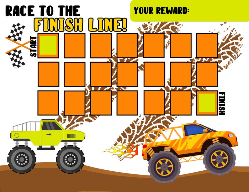 Monster Truck, Printable, Reward Chart, Sticker Chart, Behavior Chart ...