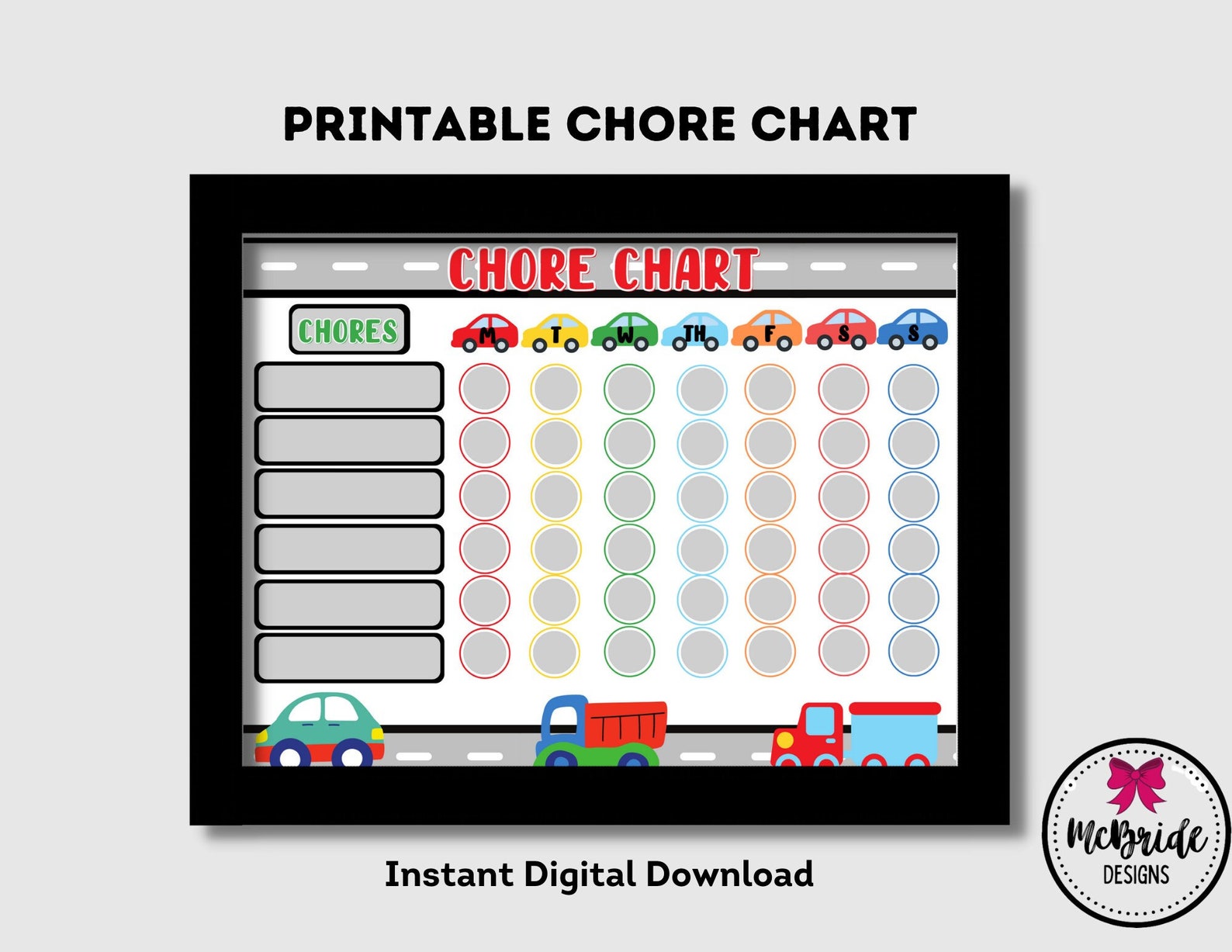 Car Printable Chore Chart for Kids Responsibility Chart - Etsy