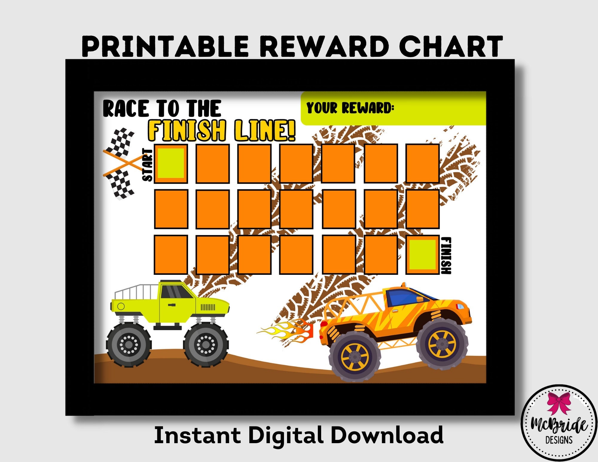 Monster Truck, Printable, Reward Chart, Sticker Chart, Behavior Chart ...