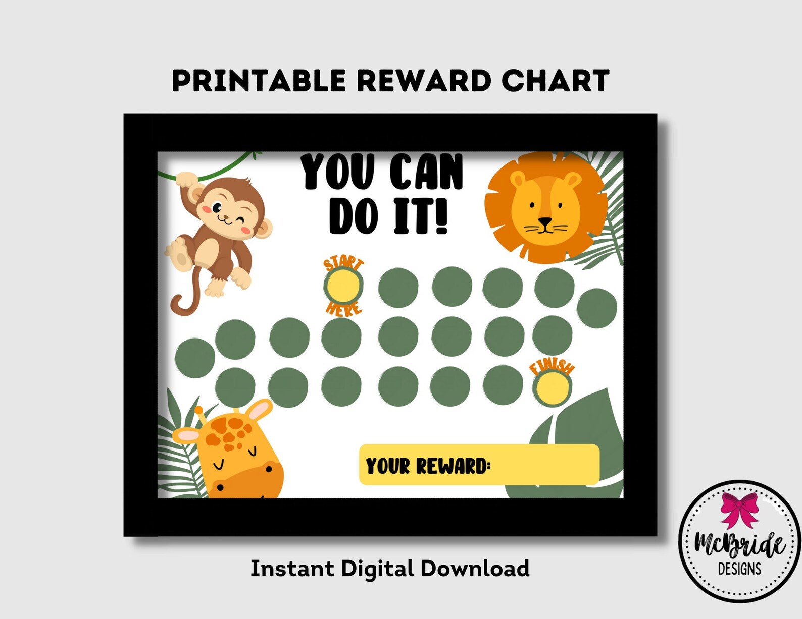 Printable Safari Animal Reward Chart, Sticker Chart, Behavior Chart ...