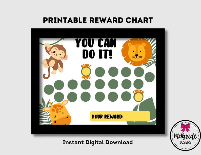 Printable Safari Animal Reward Chart, Sticker Chart, Behavior Chart ...