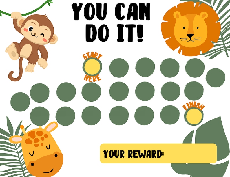 Printable Safari Animal Reward Chart, Sticker Chart, Behavior Chart ...