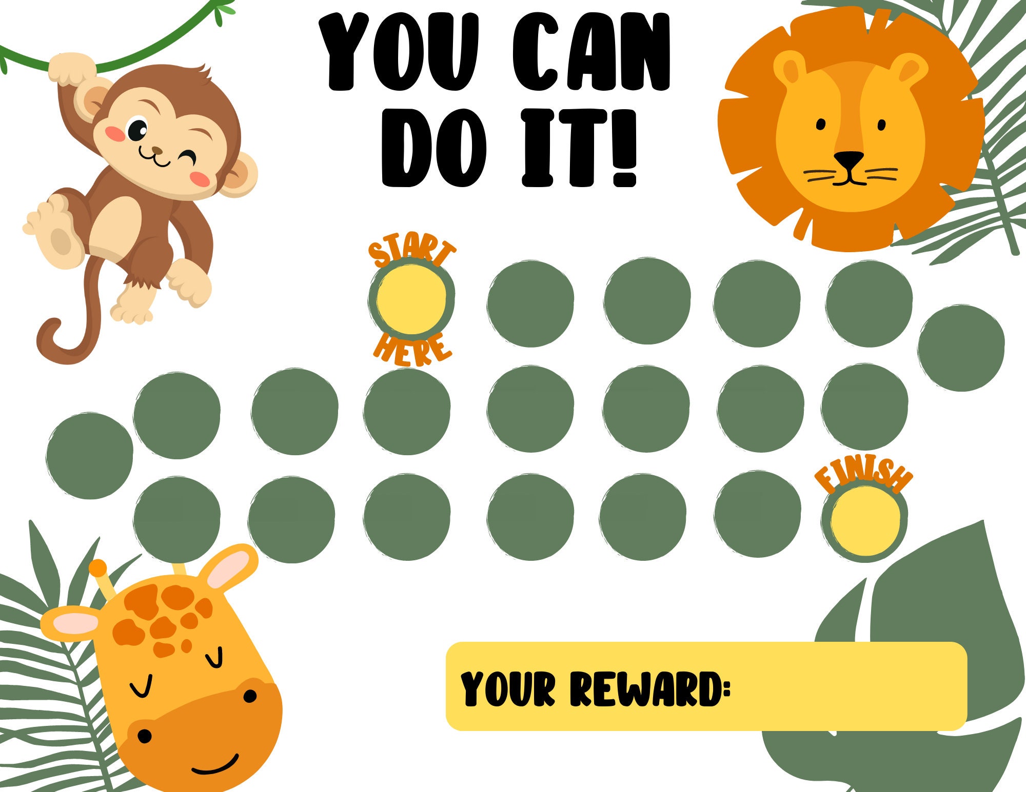 Printable Safari Animal Reward Chart, Sticker Chart, Behavior Chart ...