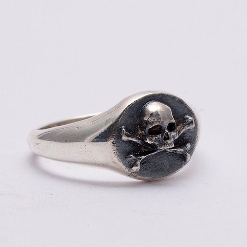 Skull Pinkie Ring .925 Solid Sterling Silver Skull Skeleton - Etsy UK