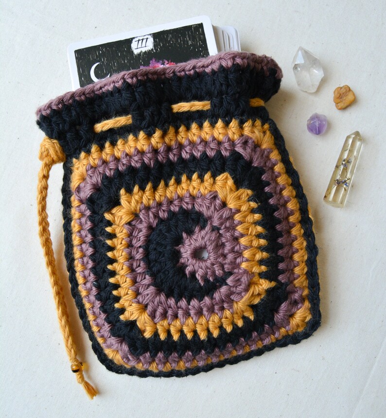 Crochet Crescent Moon Drawstring Pouch // Size Medium // - Etsy