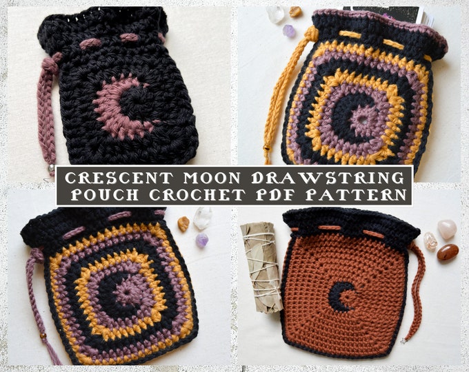 DIGITAL PDF PATTERN // Crochet Crescent Moon Drawstring Pouch - Etsy