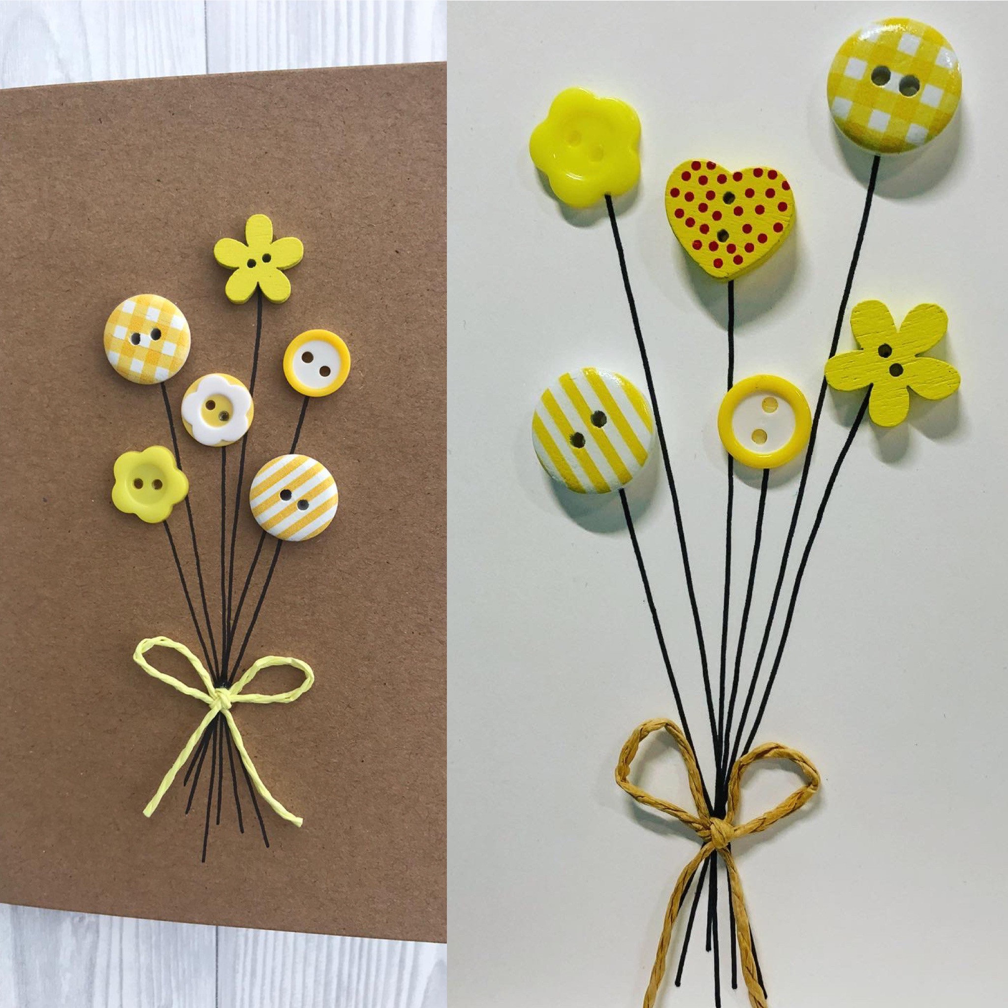 Blank Card. Flower Card. Button Flower Card. - Etsy UK