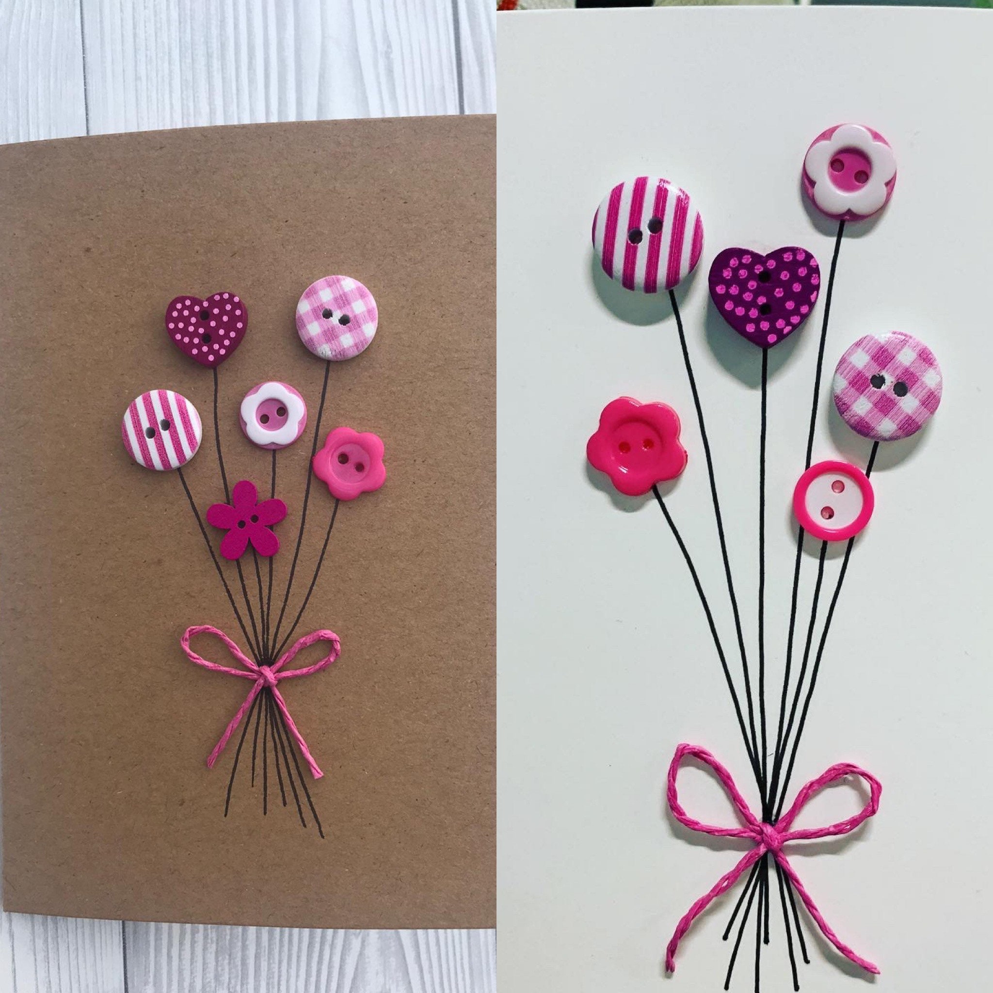 Blank Card. Flower Card. Button Flower Card. - Etsy UK