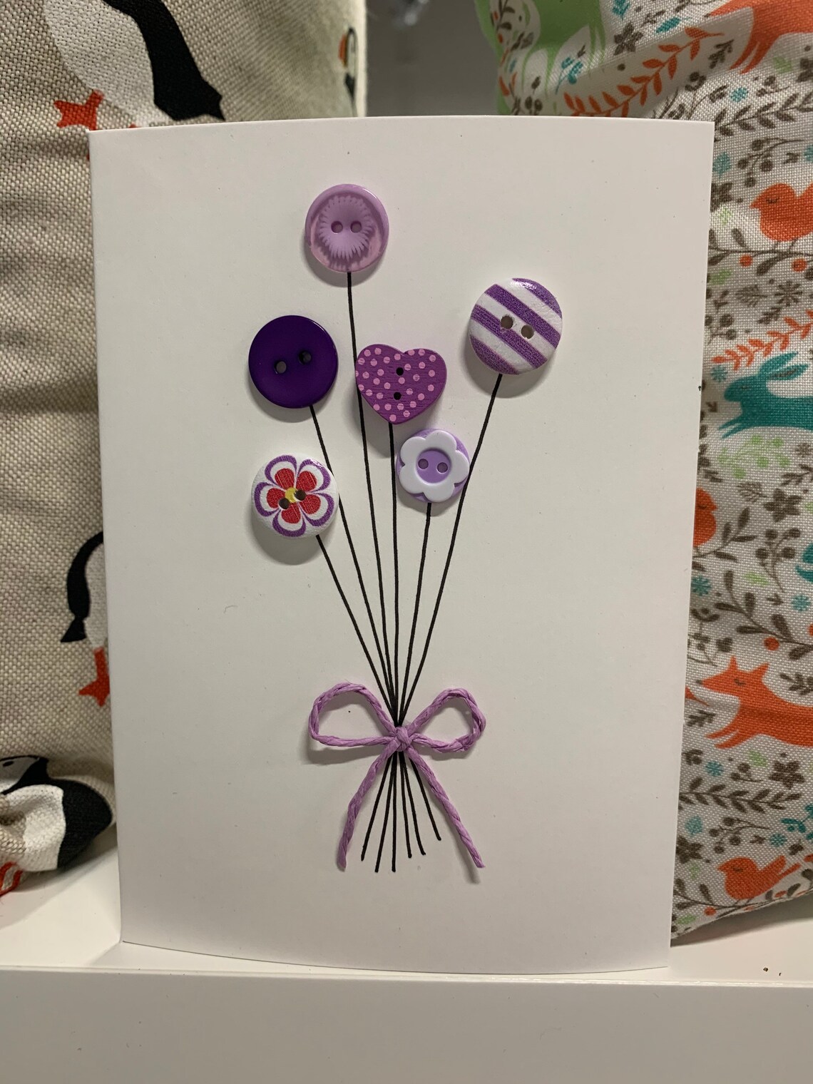 Blank card. Flower card. Button flower card. | Etsy