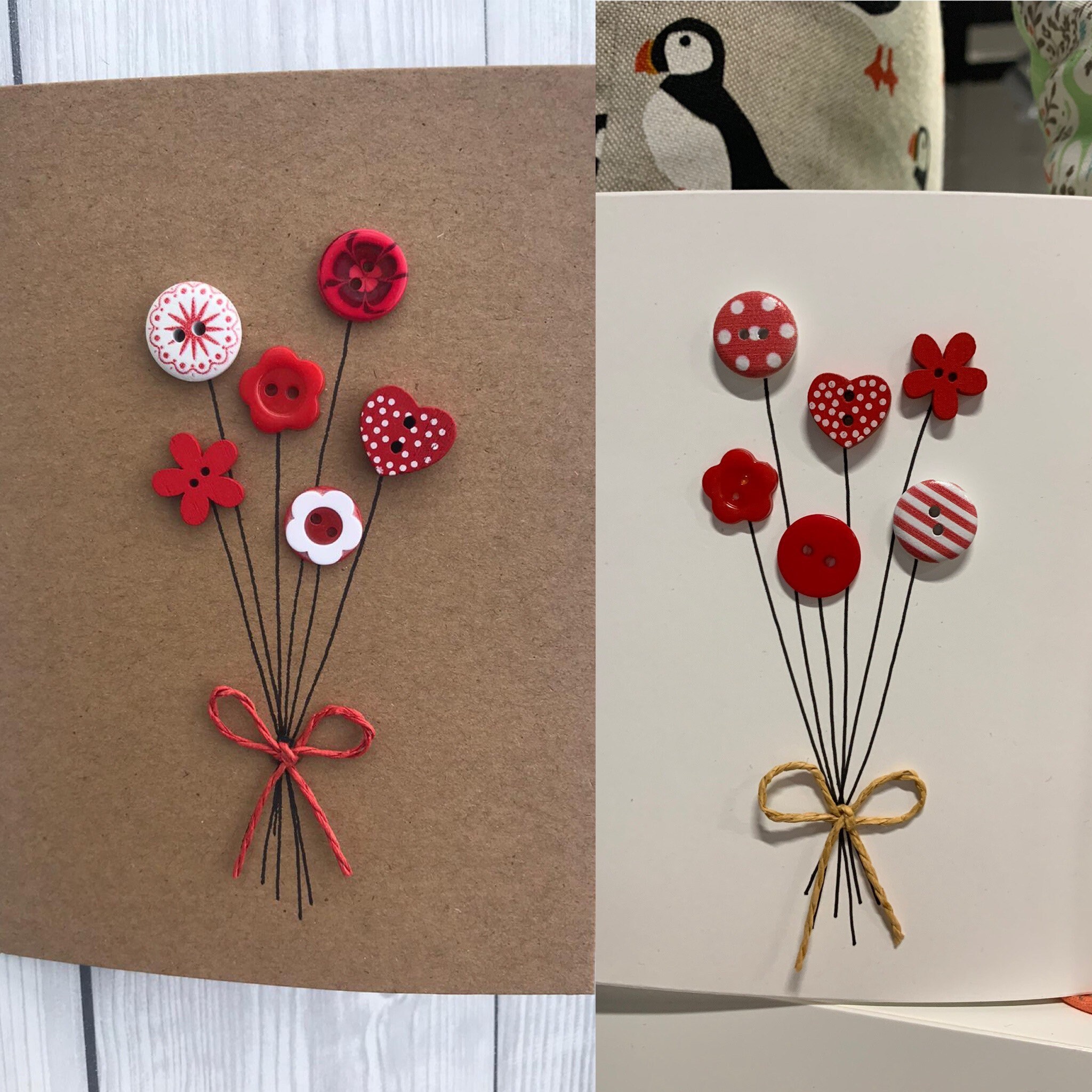 Blank Card. Flower Card. Button Flower Card. - Etsy UK