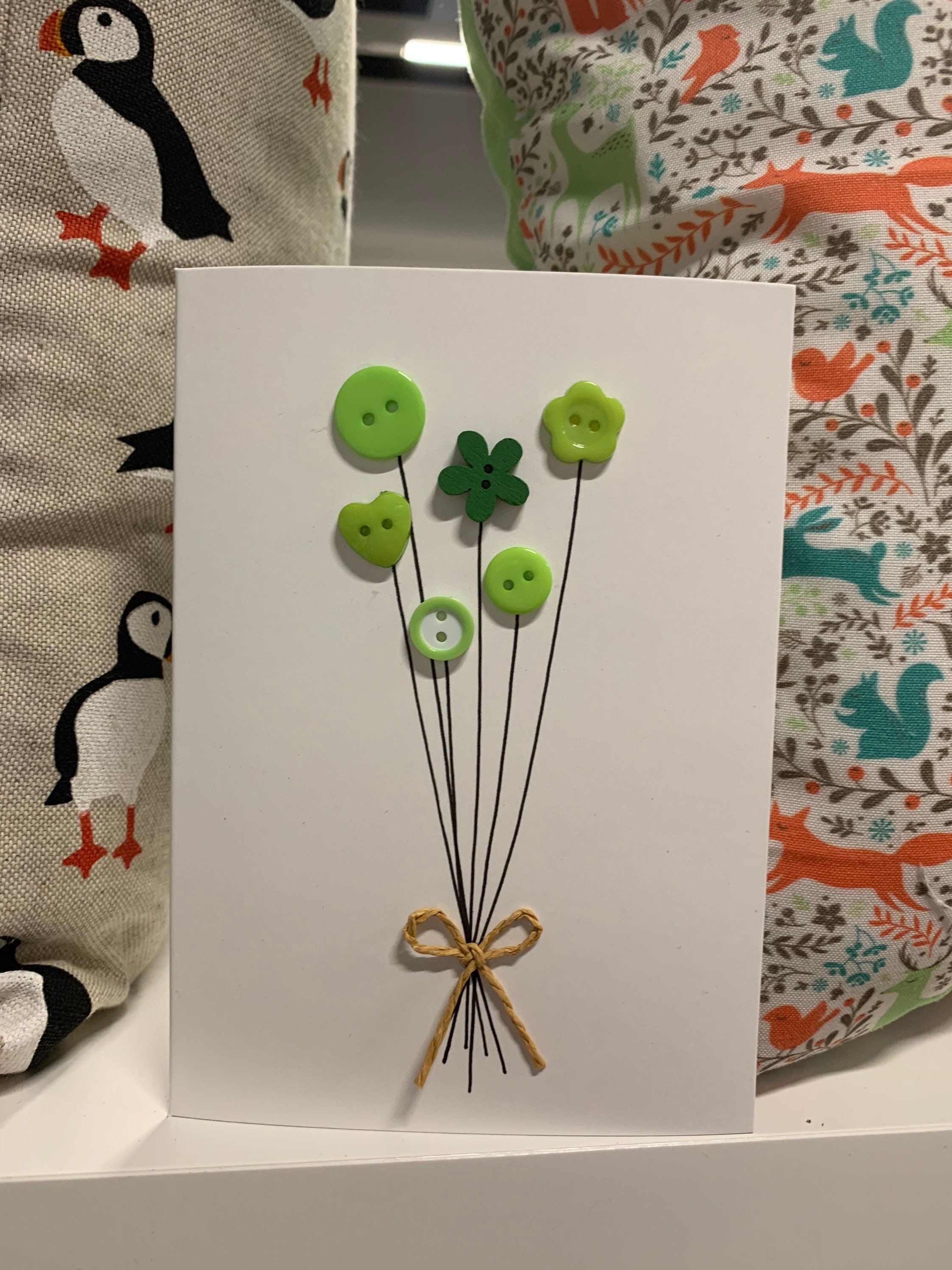 Blank card. Flower card. Button flower card. | Etsy