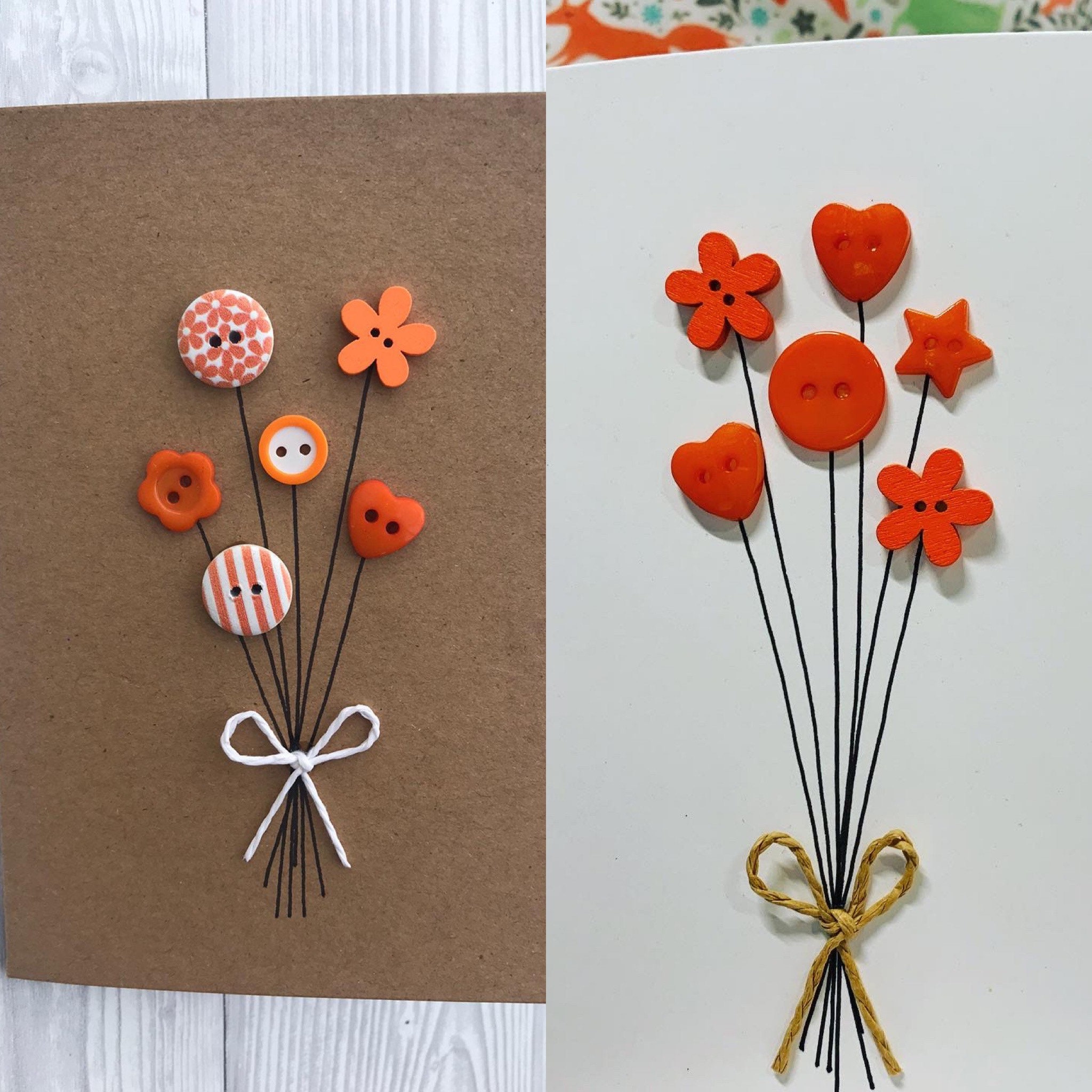 Blank Card. Flower Card. Button Flower Card. - Etsy UK