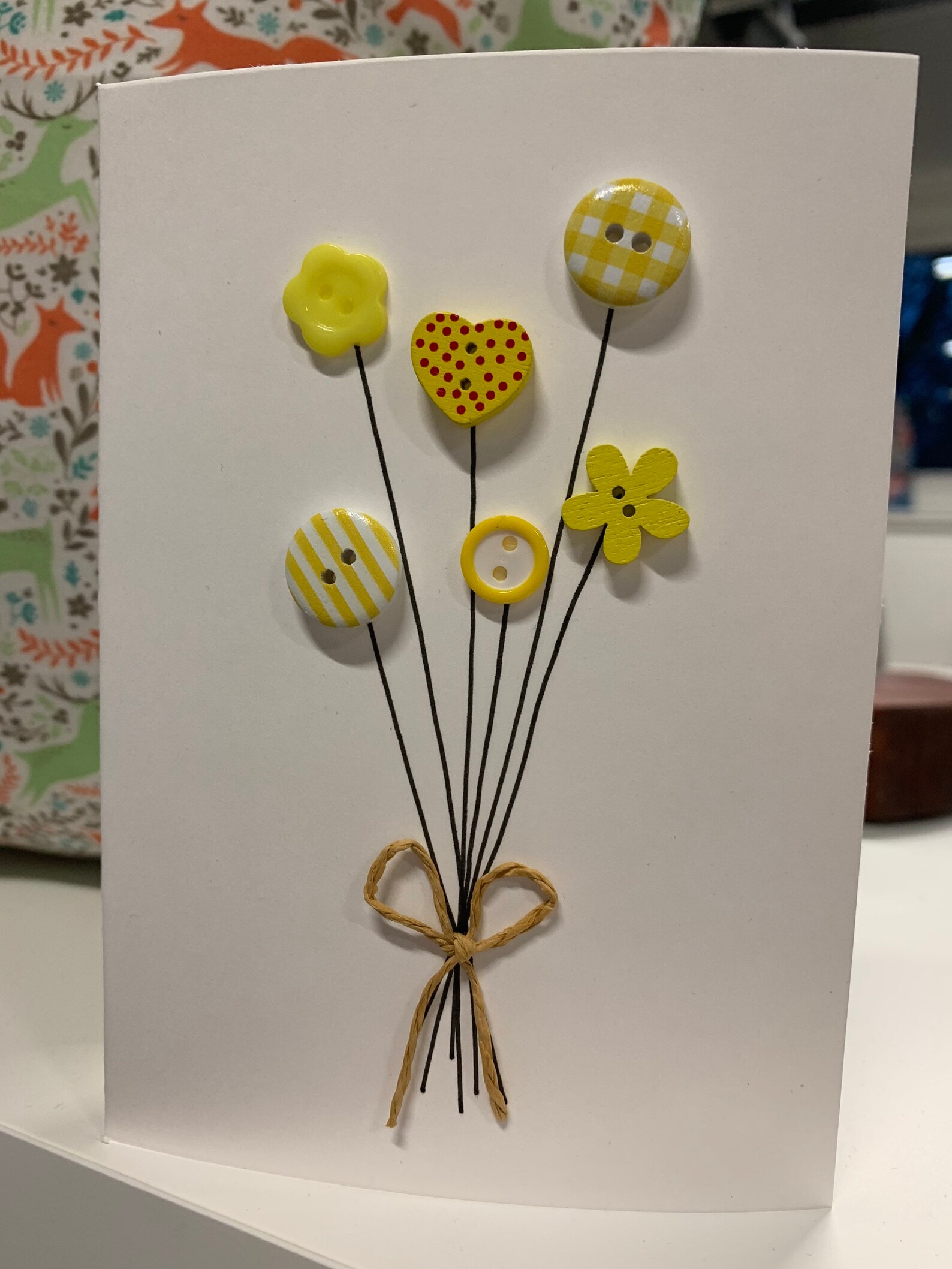 Blank card. Flower card. Button flower card. | Etsy