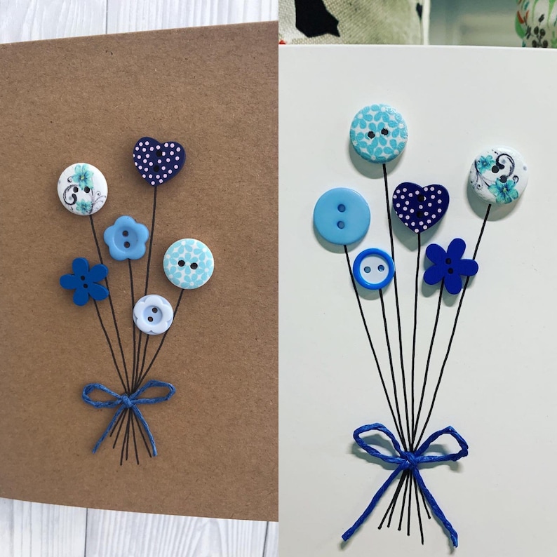 Blank Card. Flower Card. Button Flower Card. - Etsy UK