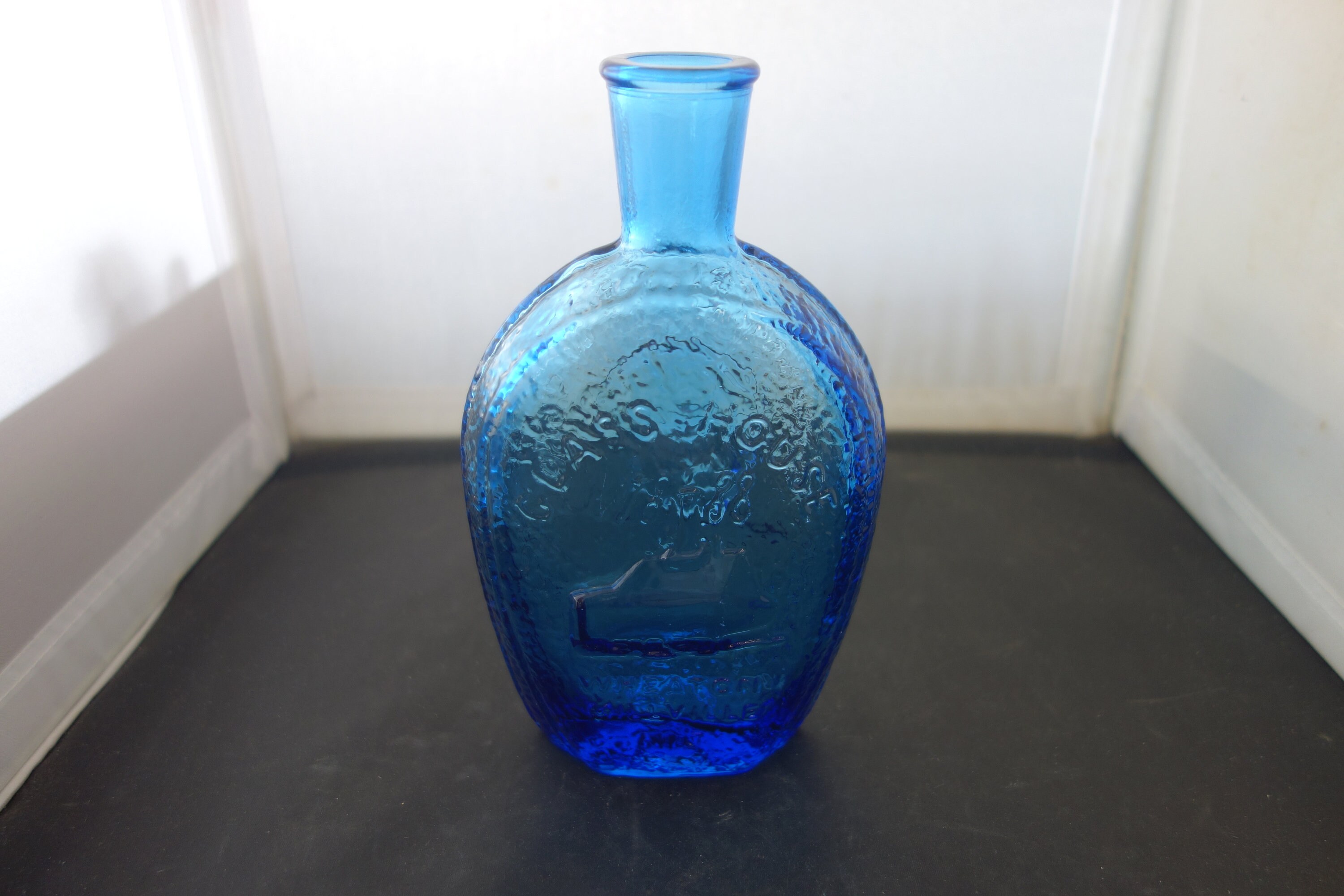Vintage Wheaton Glass Benjamin Franklin Large Blue Bottle Blue Glass - Etsy