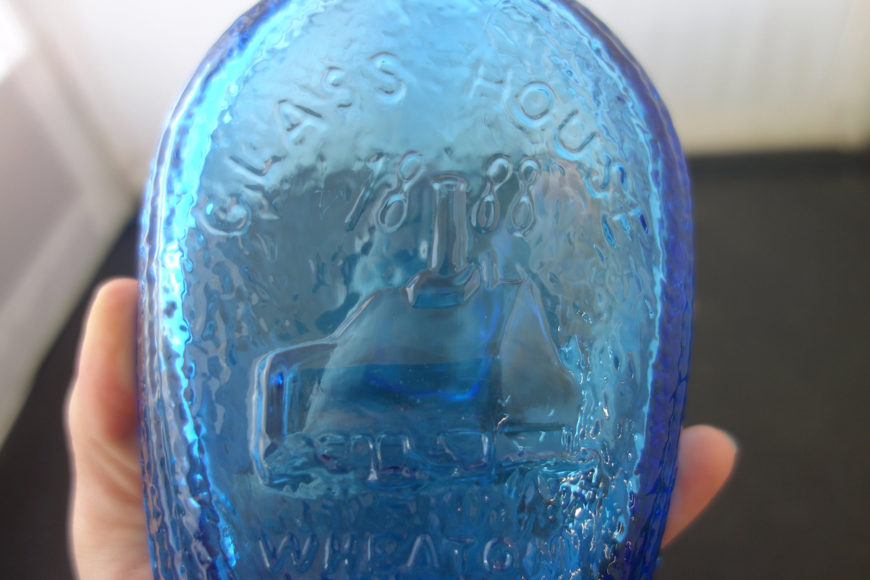 Vintage Wheaton Glass Benjamin Franklin Large Blue Bottle Blue Glass - Etsy