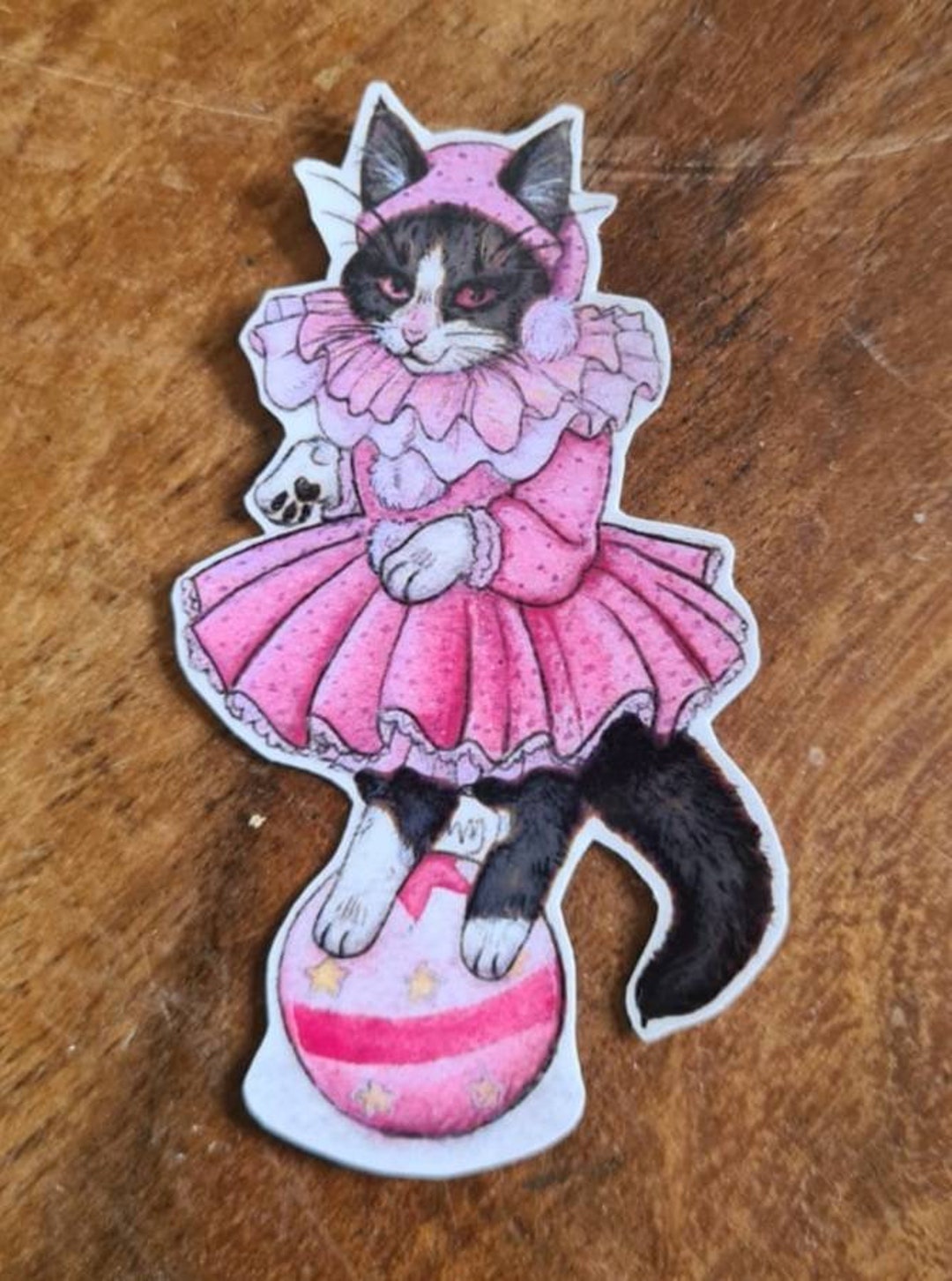 Clown Cat Vinyl Sticker Cute Quirky Fun Clowncore Vintage Beatrix ...