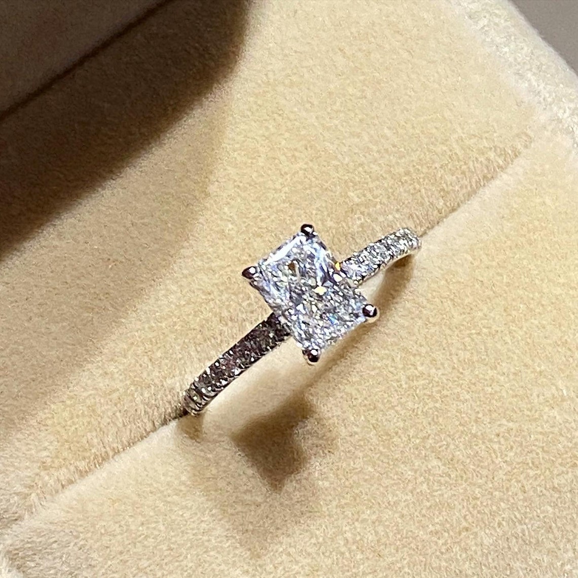 Radiant Cut Engagement Ring Elongated Radiant Cut Engagement - Etsy