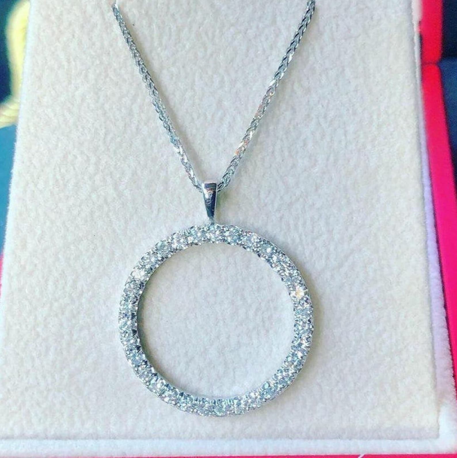 1 Carat Diamond Necklace, Diamond Pendant Necklace, Diamond Circle ...