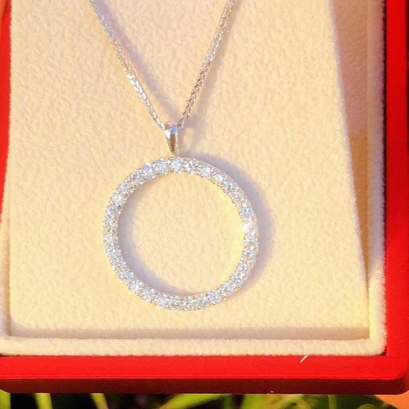 1 Carat Diamond Necklace, Diamond Pendant Necklace, Diamond Circle ...