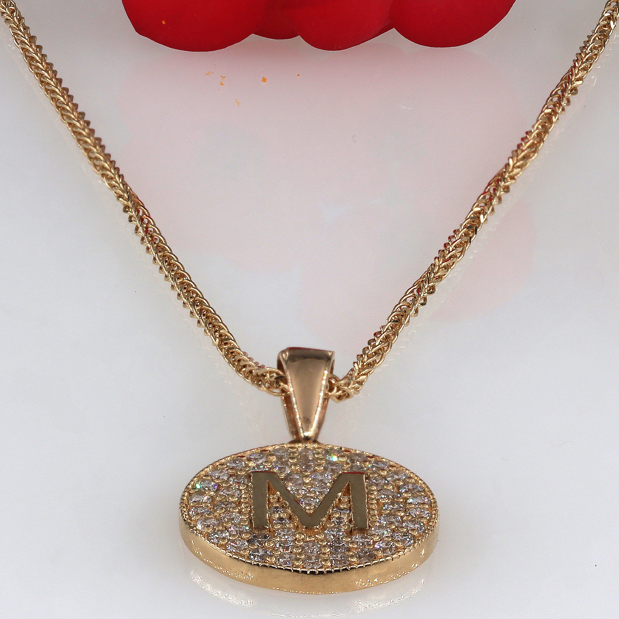 0.5 Carat Natural Diamond Necklace, 14K Gold M Necklace, Necklace for ...