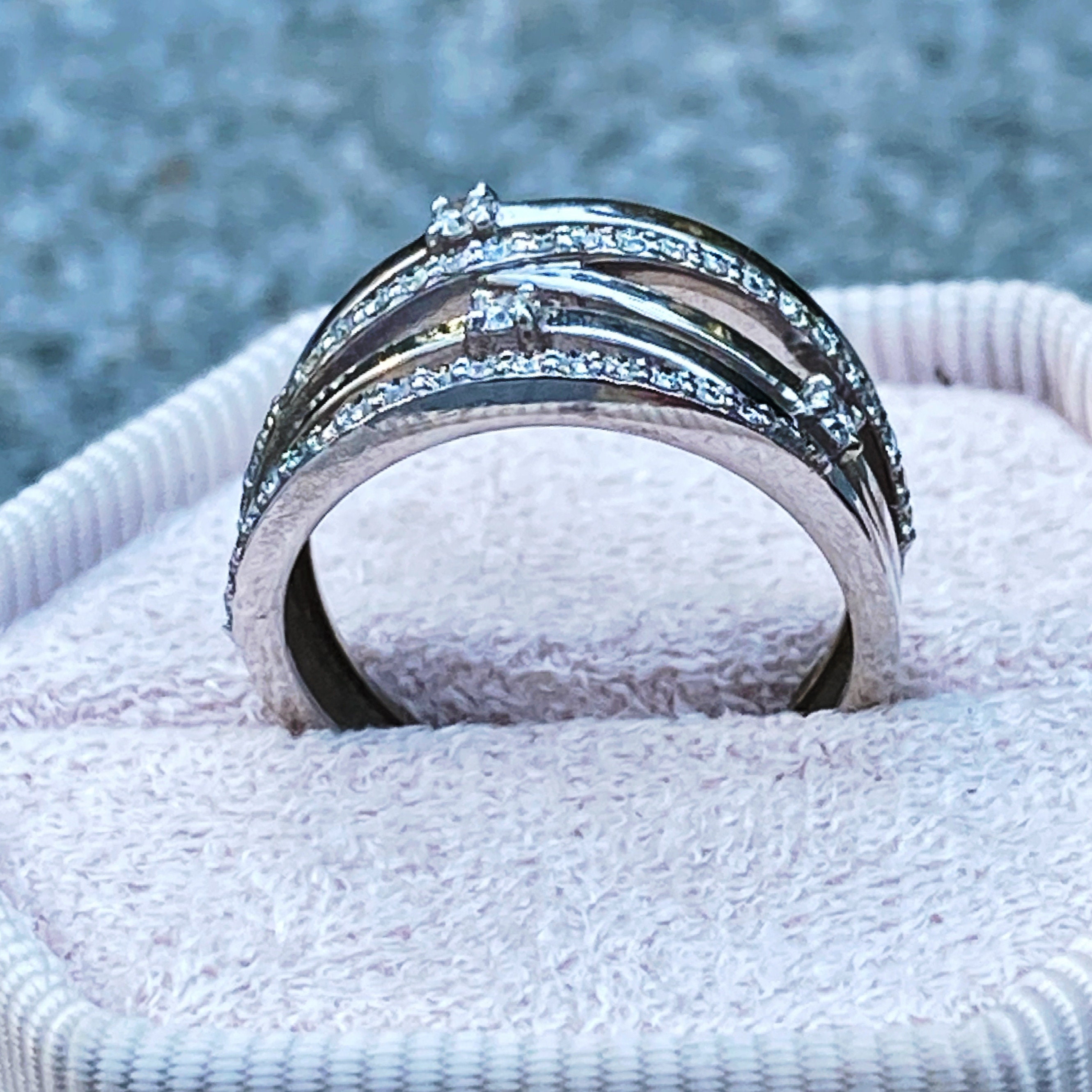 5 Row Ring Diamond Crossover Ring Vintage Diamond Ring - Etsy