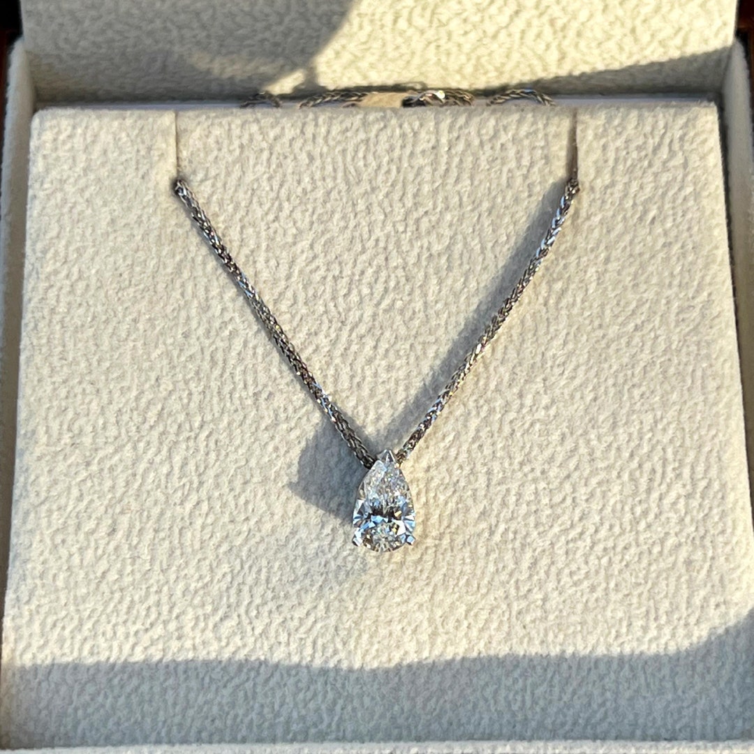 Teardrop Diamond Pendant Necklace, Teardrop Diamond, Dainty Diamond ...