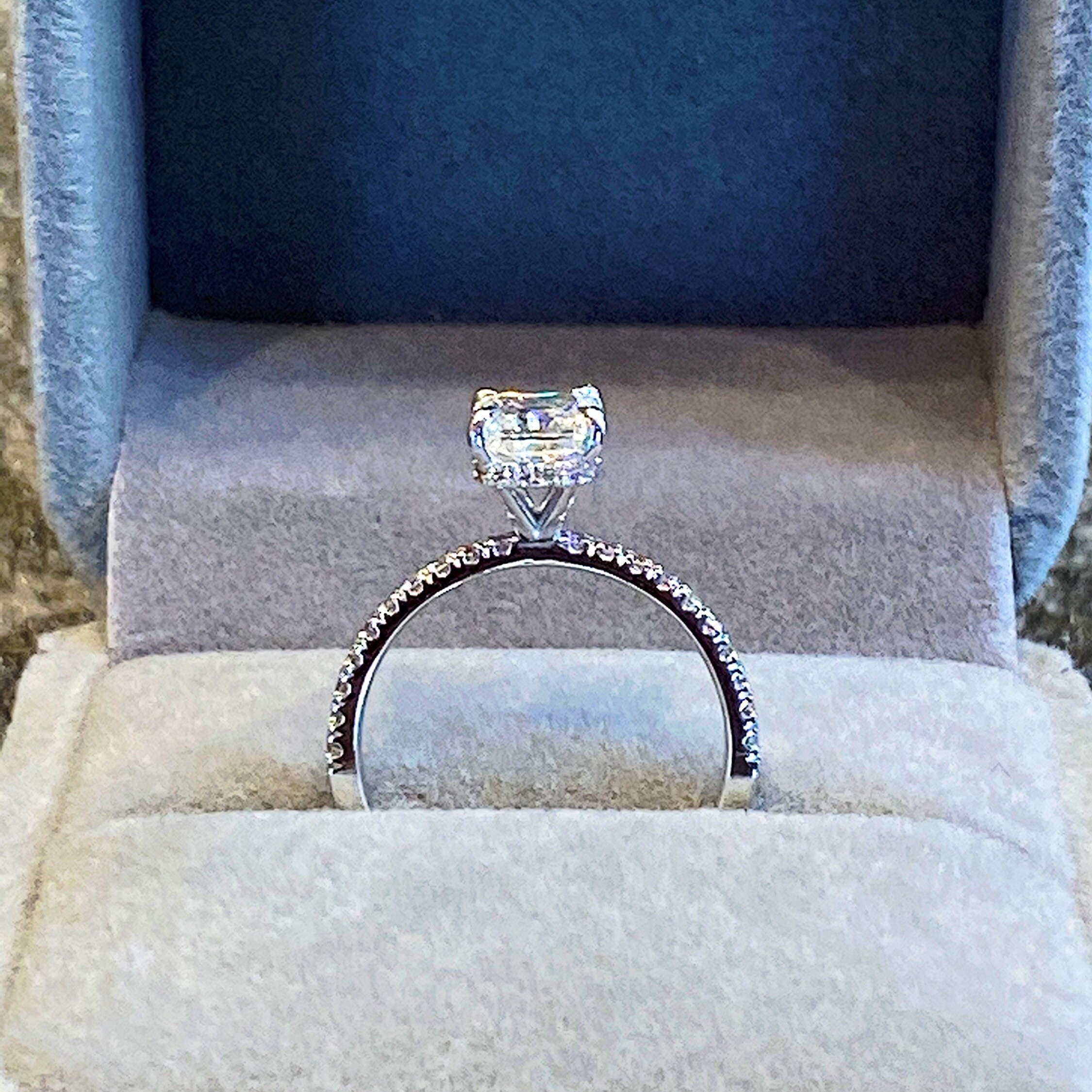 Hidden Halo Radiant Cut Engagement Ring, Elongated Radiant Cut Diamond ...