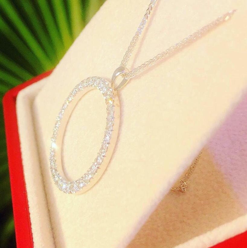 1 Carat Diamond Necklace, Diamond Pendant Necklace, Diamond Circle ...