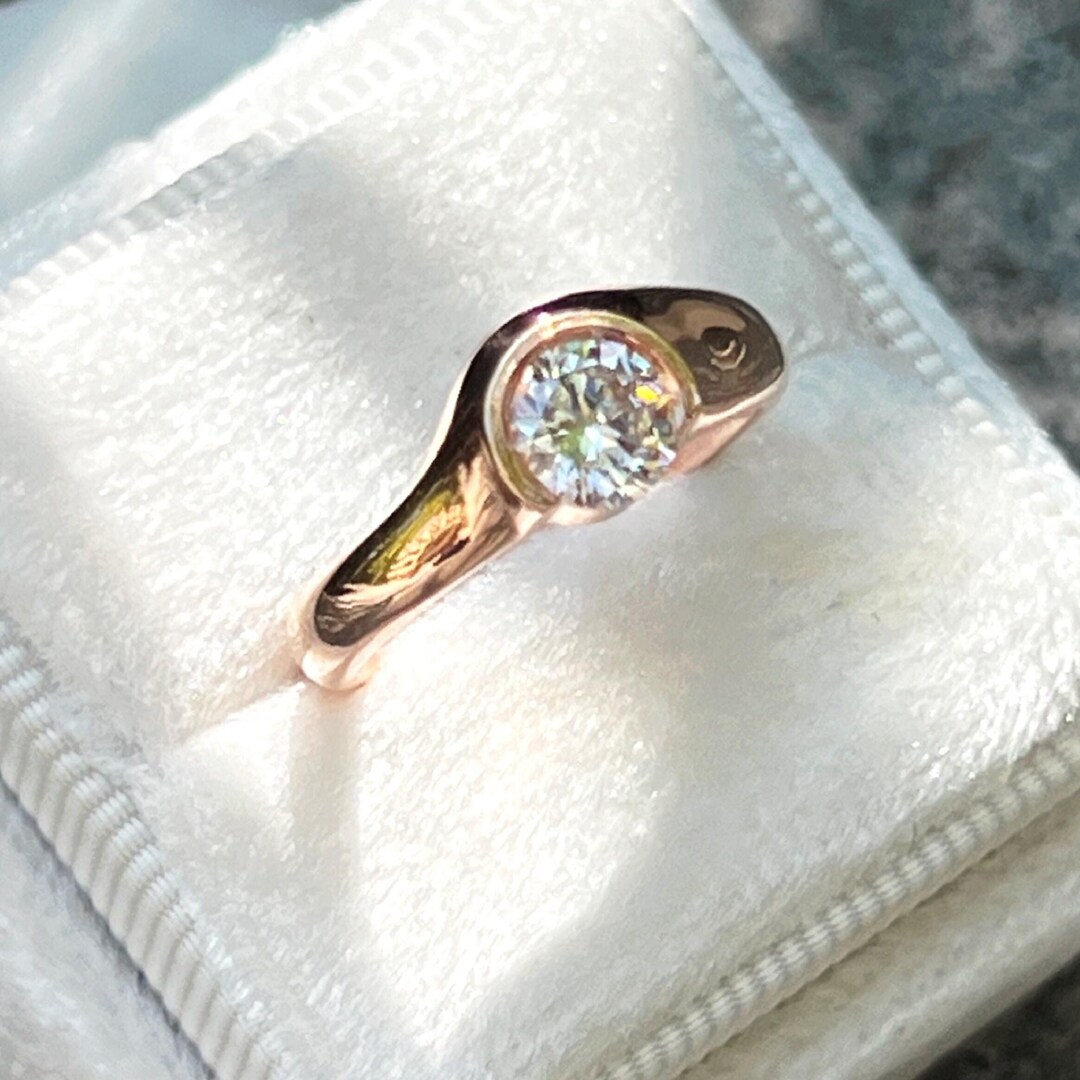 Unique Bezel Diamond Ring, Unique Signet Diamond Ring, Natural Diamond ...