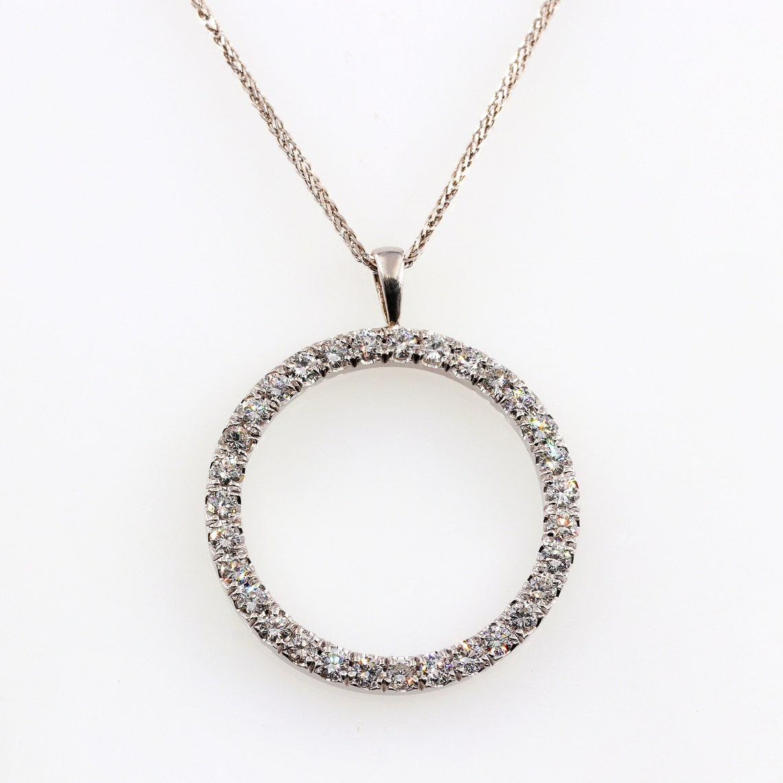 1 Carat Diamond Necklace, Diamond Pendant Necklace, Diamond Circle ...