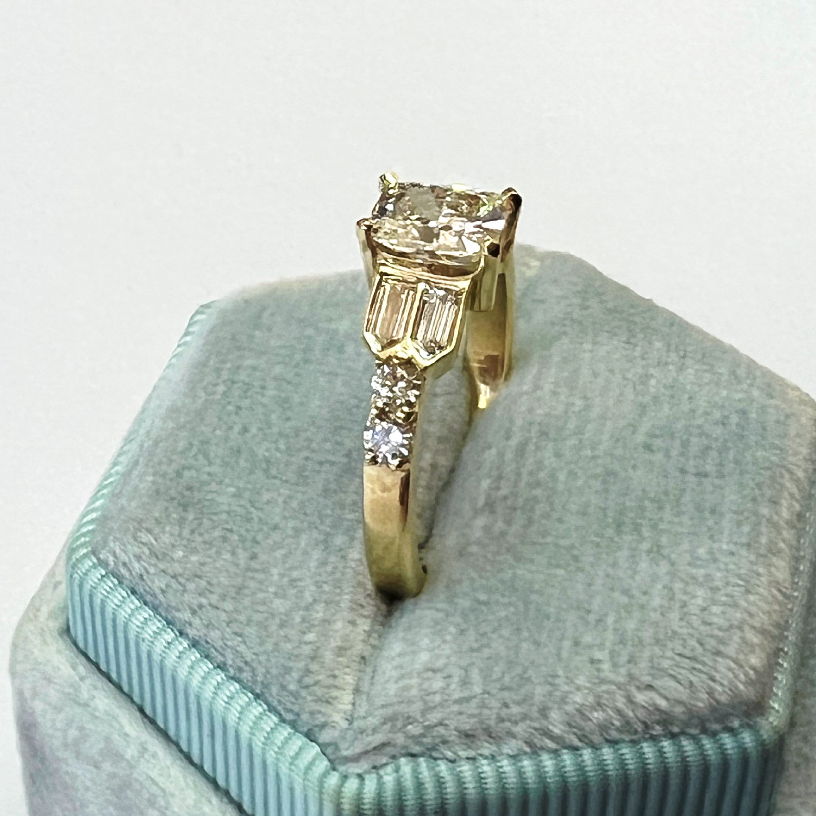 Elongated Cushion Cut Engagement Ring Step Cut Ring Baguette - Etsy