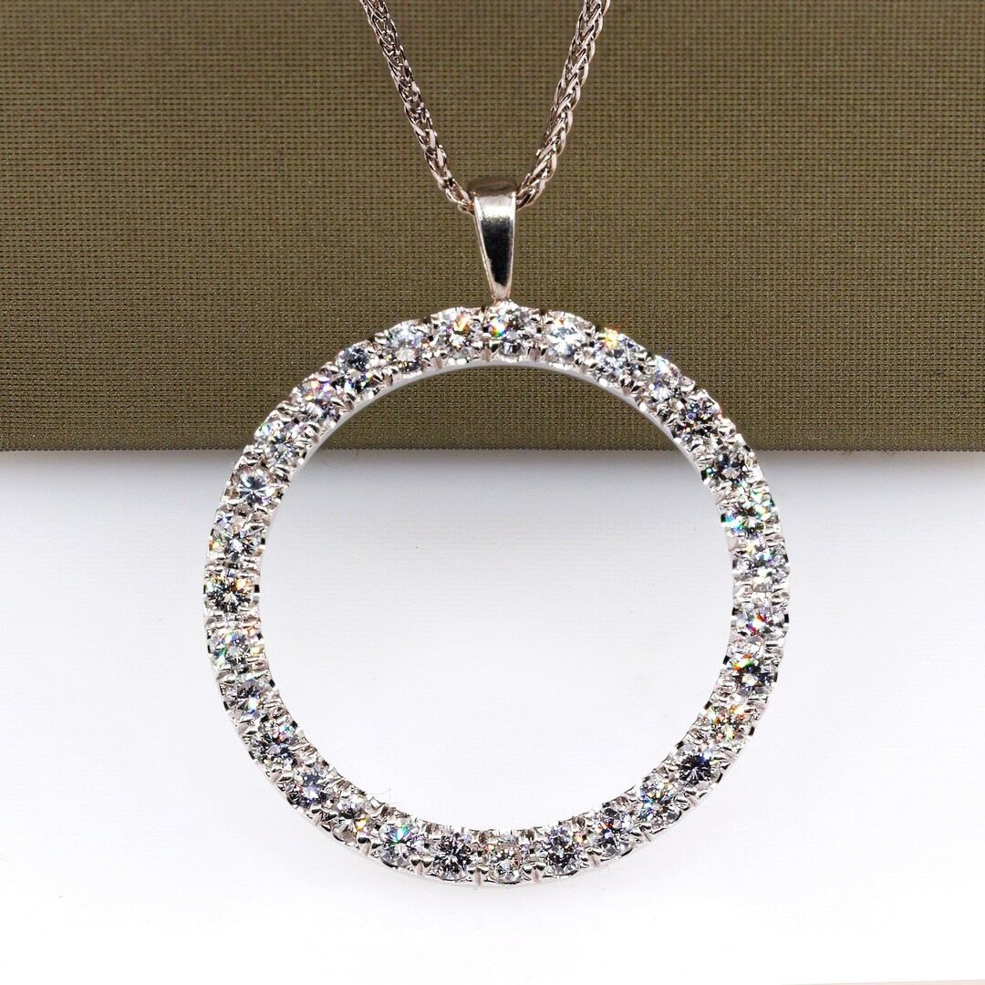 1 Carat Diamond Necklace, Diamond Pendant Necklace, Diamond Circle ...