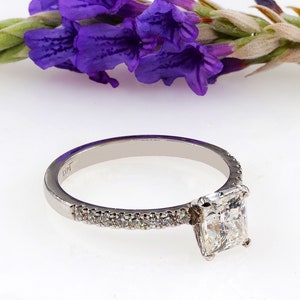 Princess Cut Engagement Ring, 1 Carat Natural Square Diamond Ring ...