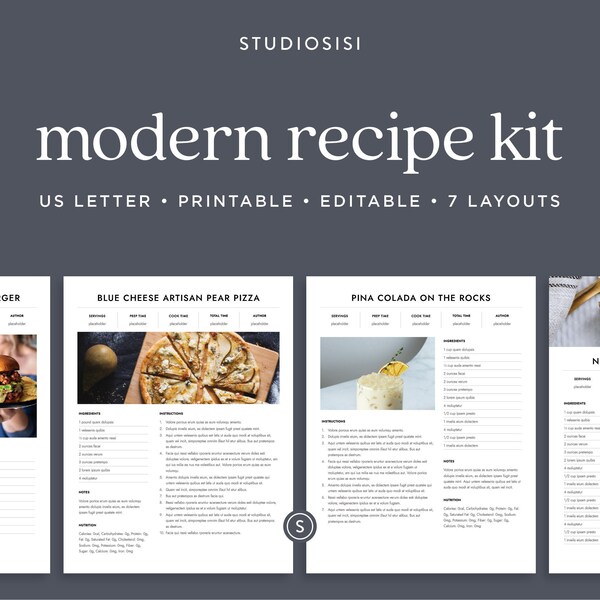 Cookbook and Recipe Template for Apple Pages Classic Clean & - Etsy Canada