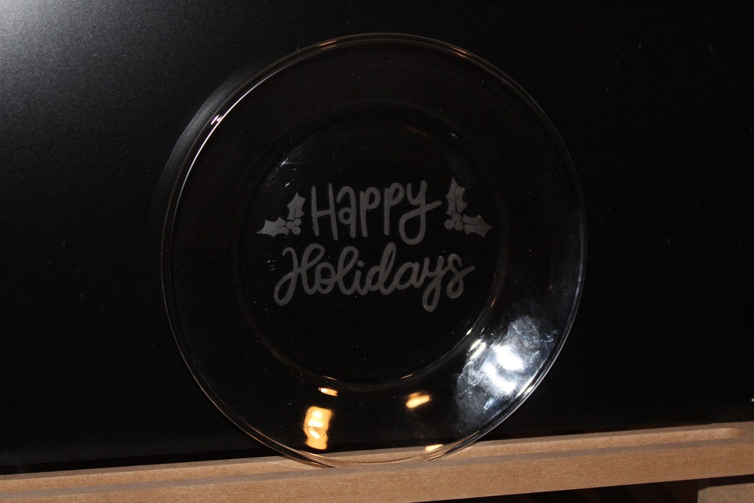 Holiday Glassed Etched Plates - Etsy