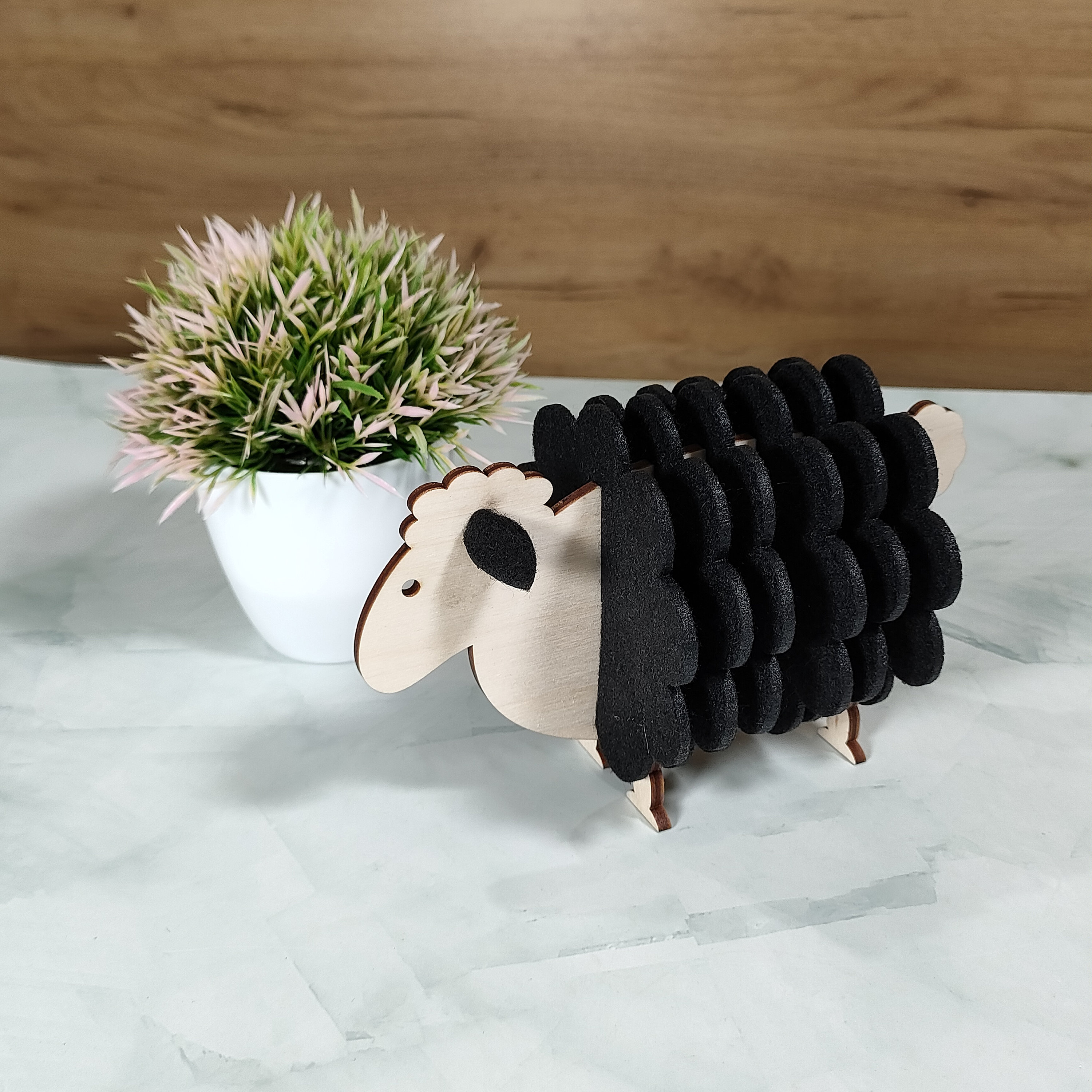 Felt Coasters Set With Wood Sheep, Eco Coasters, Cute Coasters Village ...