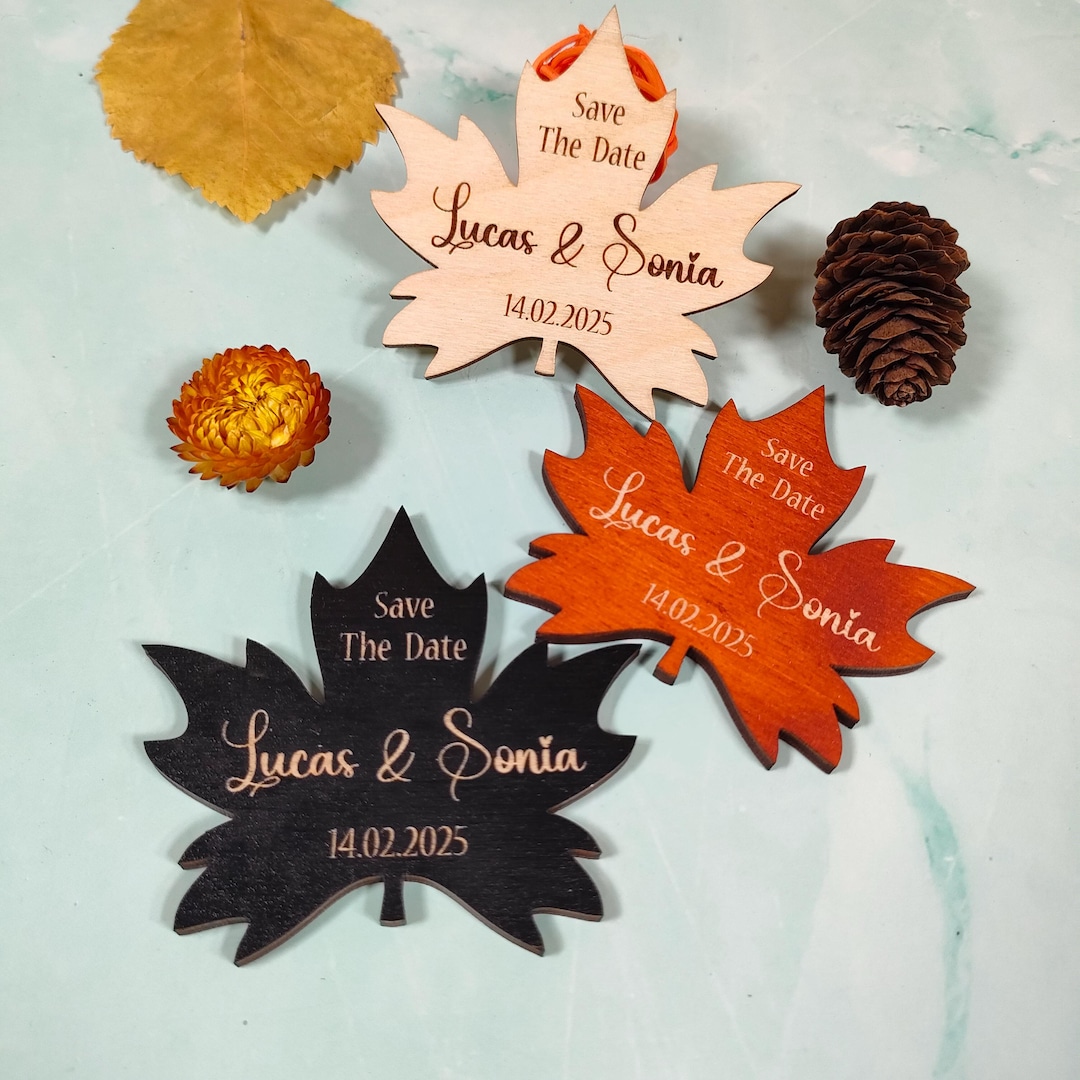 Personalized Maple Leaf Save the Date Magnet: Rustic Fall Wedding - Etsy